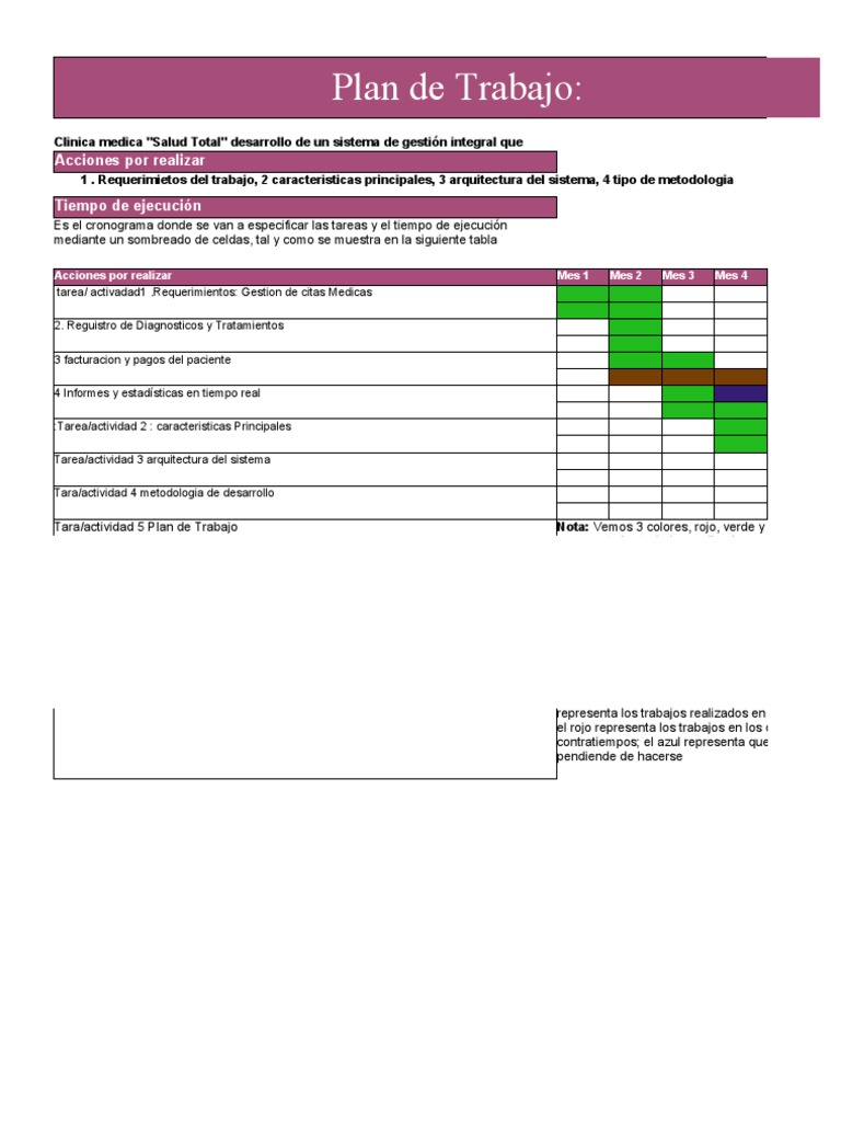 Plantilla Plan de Trabajo Excel | PDF | Cuidado de la salud