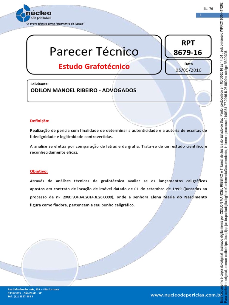 17-Laudo-Perícia-Grafotécnica-Elena | PDF | Caixa alta e caixa baixa | Caligrafia