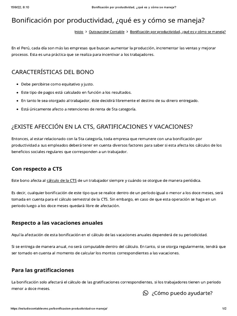 Bonificación Por Productividad, ¿Qué Es y Cómo Se Maneja | PDF