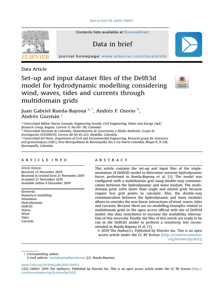 Set-Up and Input Dataset Files of The Delft3d | PDF | Oceans | Fluid ...