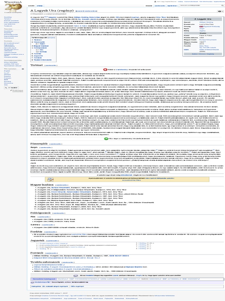 A Legyek Ura (Regény) - 545 | PDF