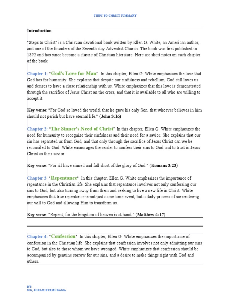 Steps To Christ Final Summary | PDF