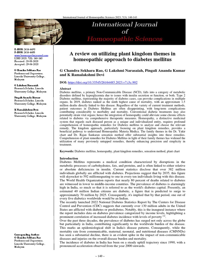 A Review On Utilizing Plant Kingdom Themes in Homeopathic Approach To ...