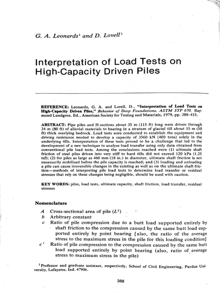 Leonards e Loveel-Interpretation of Load Tests On High-Capacity Driven ...