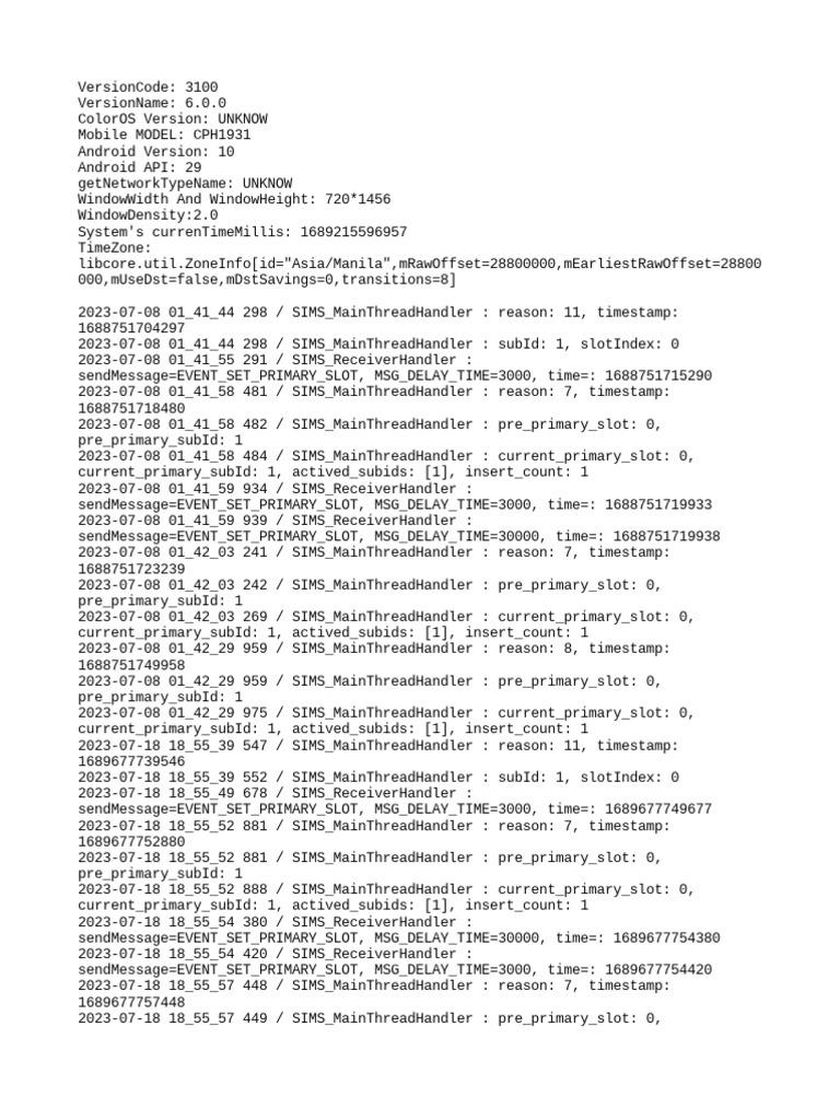 Android 10 SIM Slot Management Logs | PDF | Computers
