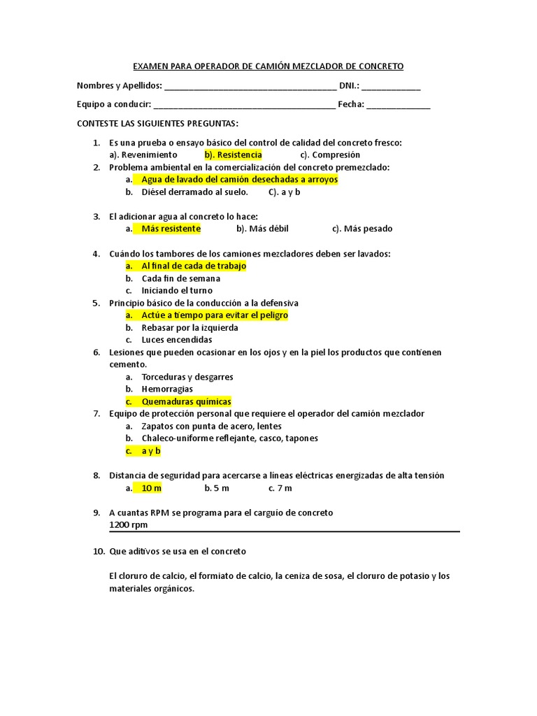 EXAMEN PARA OPERADOR | PDF