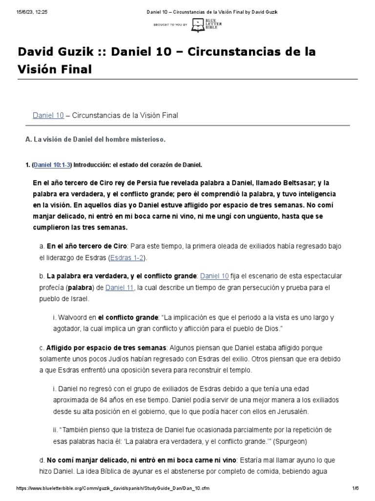 Daniel 10 - Circunstancias de La Visión Final by David Guzik@ | PDF