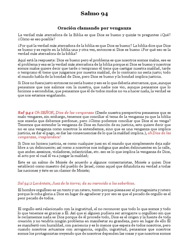 Salmo 94 Oración Clamando Por Venganza | PDF