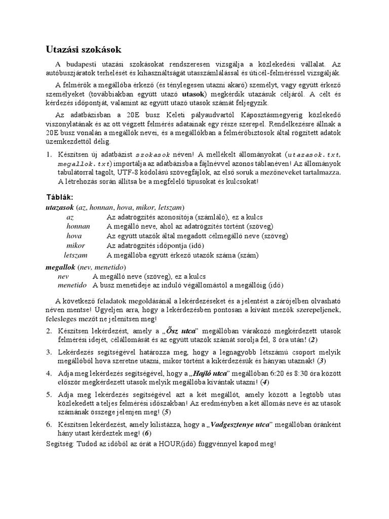 Utazási Szokások | PDF