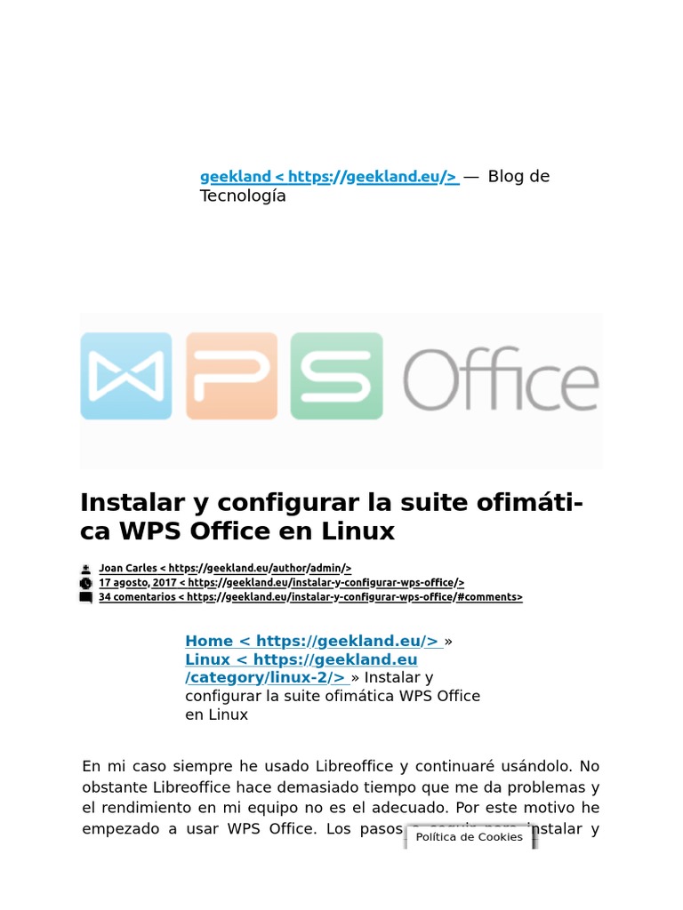 Instalar y Configurar La Suite Ofimática WPS Office en Linux | PDF ...