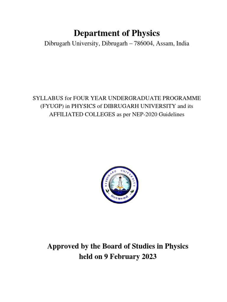 Physics FYUGP | PDF | Diffraction | Waves