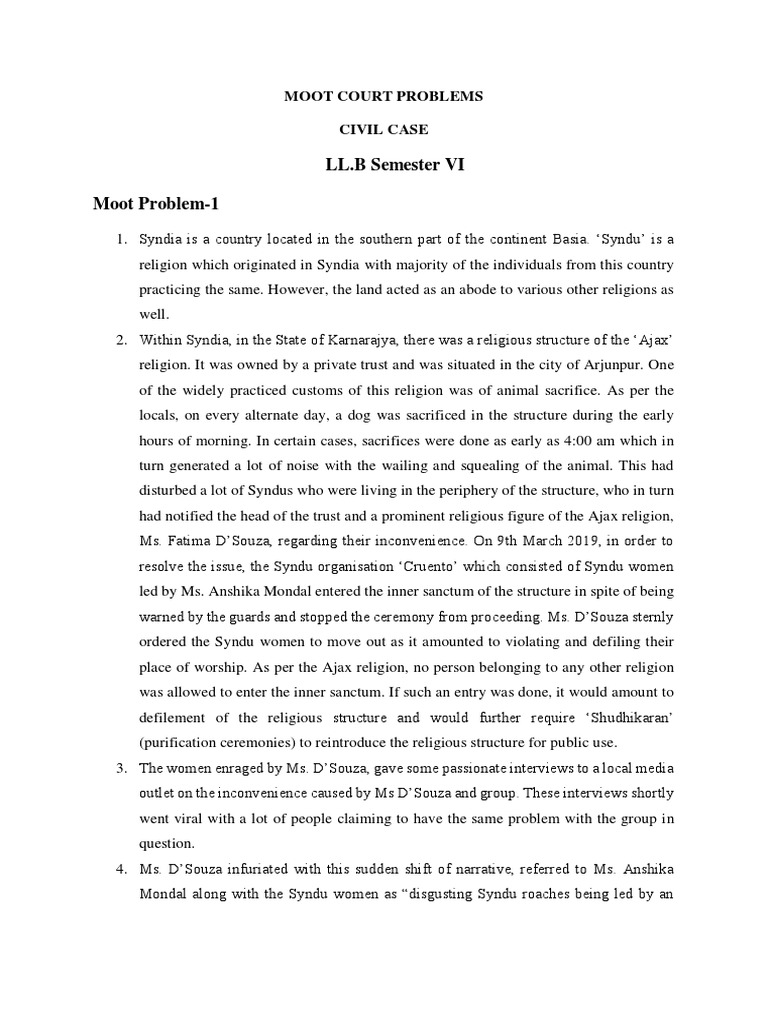 Moot Problem Civil LLB | PDF