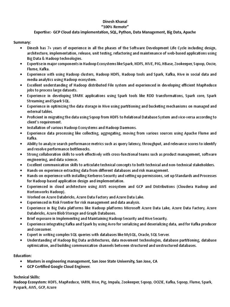 Dinesh Khanal | PDF | Apache Hadoop | Apache Spark