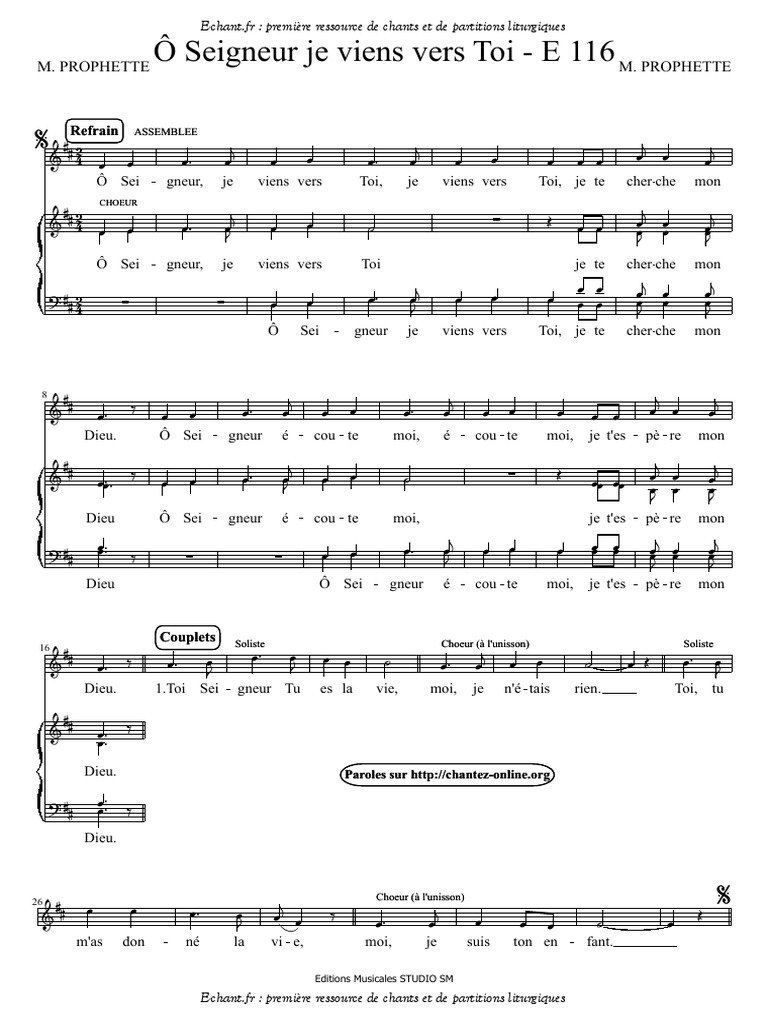 O Seigneur Je Viens Vers Toi E116 | PDF