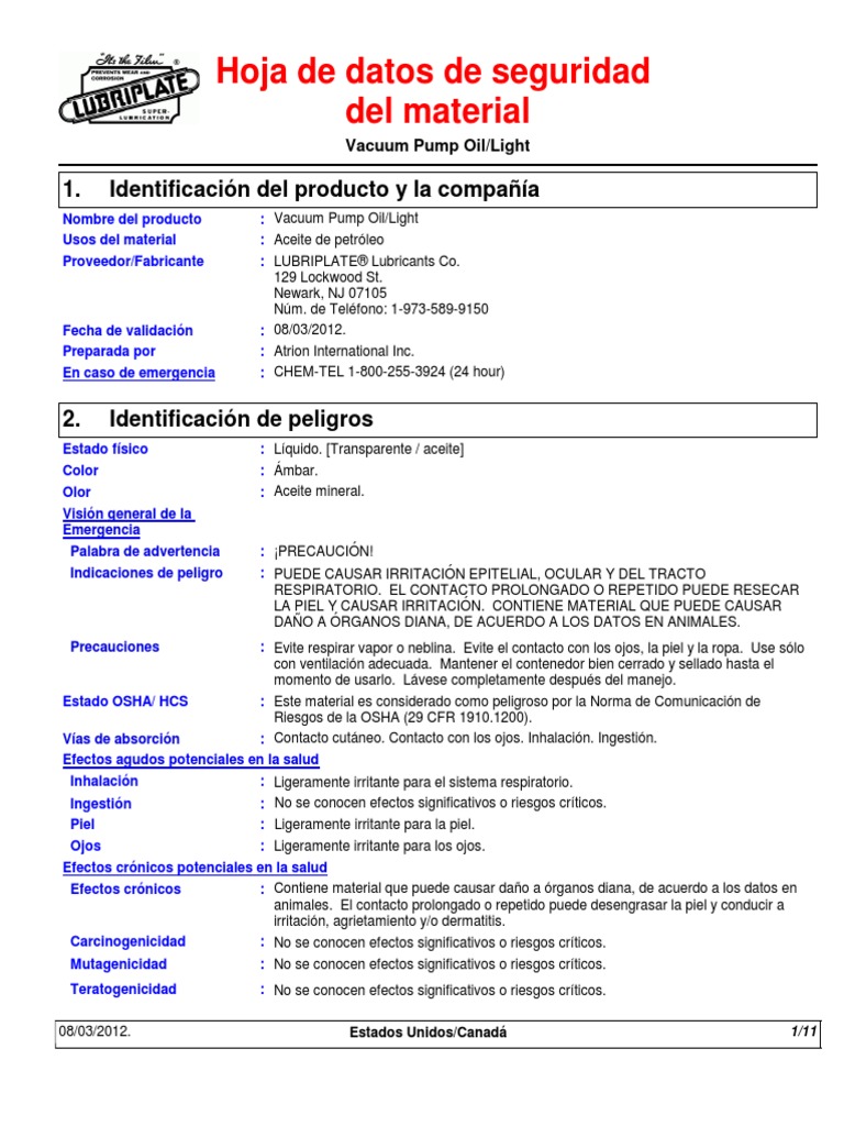 Vacuum Pump Oil | PDF