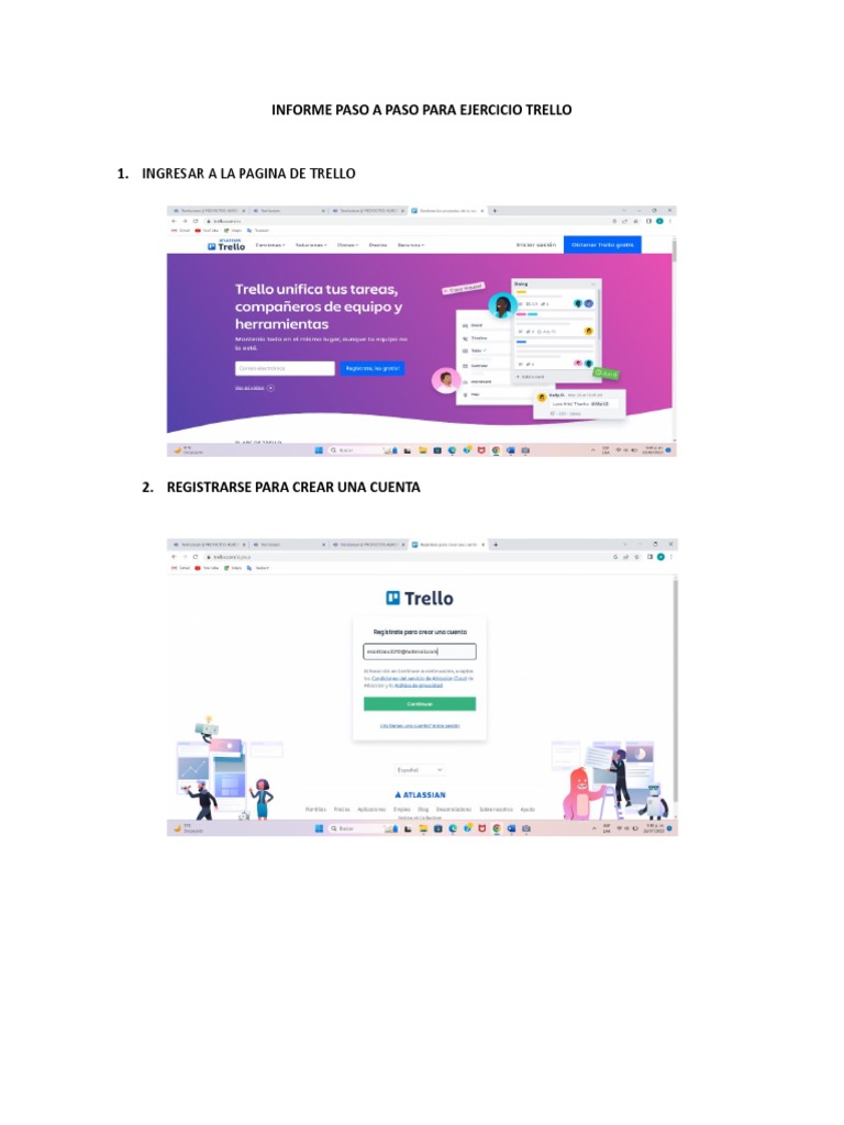 Informe Paso A Paso para Ejercicio Trello | PDF