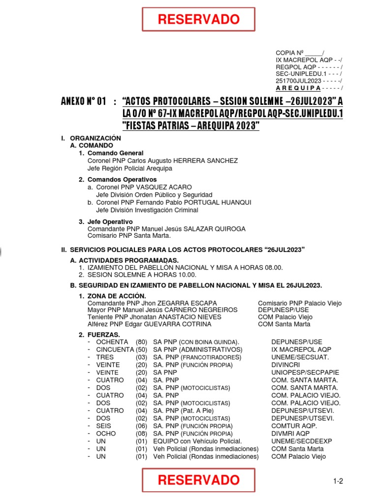 Anexo #01 Actos Protocolares 2023 - Uniforme Faena | PDF