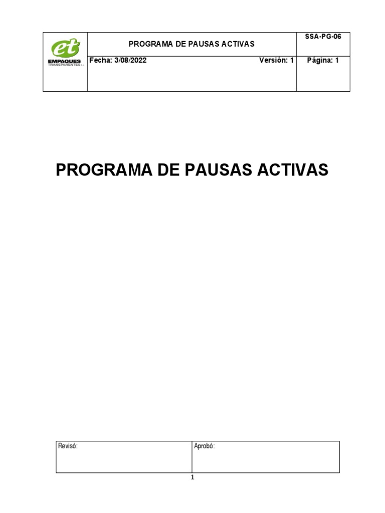 Programa de Pausas Activas | PDF