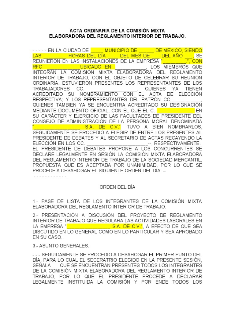 ACTA ORDINARIA DE LA COMISIÓN MIXTA | PDF
