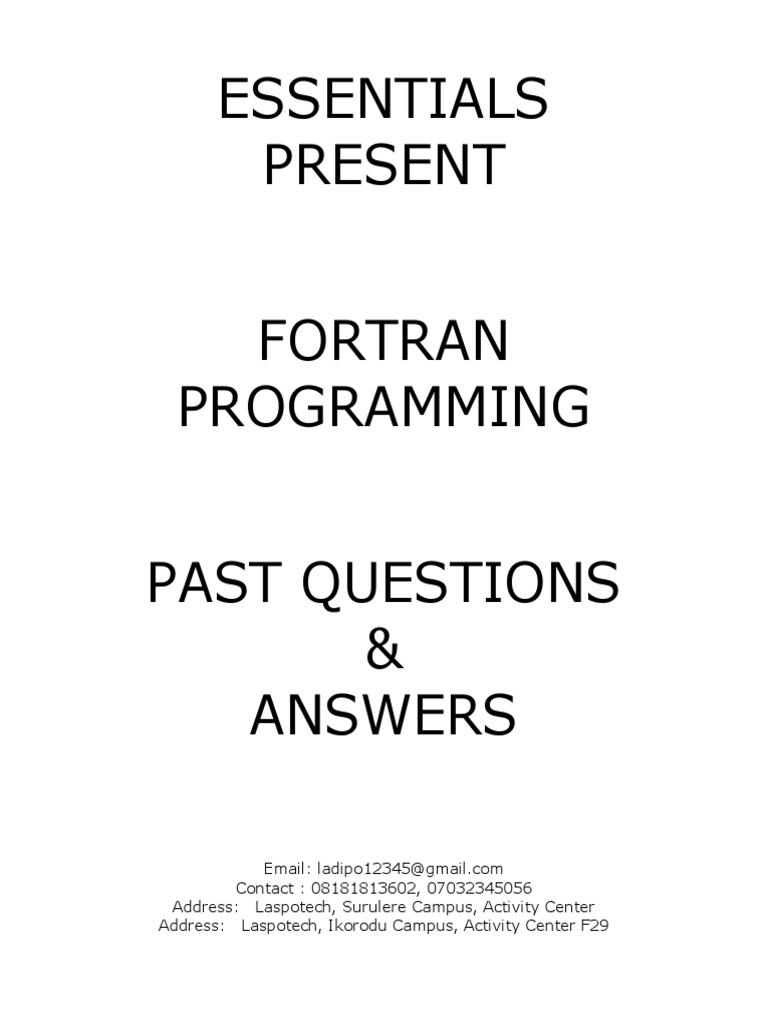 Fortran Booklet Pdf Parameter Computer Programming Method Computer Programming 2924