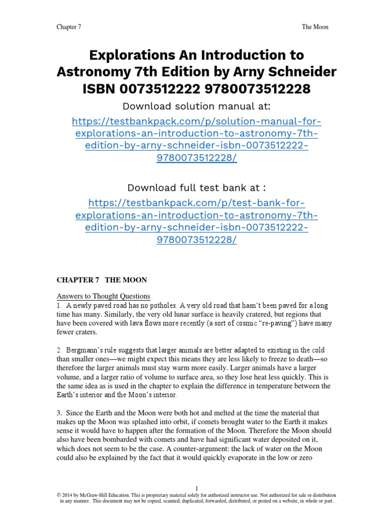 Explorations An Introduction To Astronomy 7th Edition Arny Solutions Manual 1 | PDF