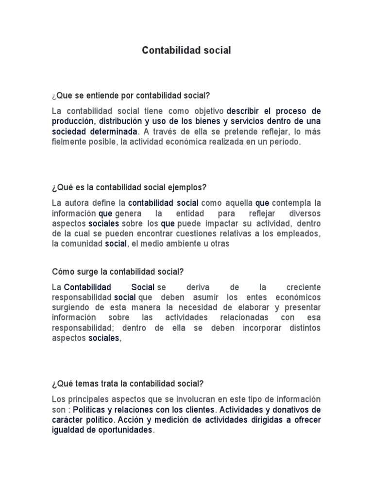 Contabilidad Social | PDF