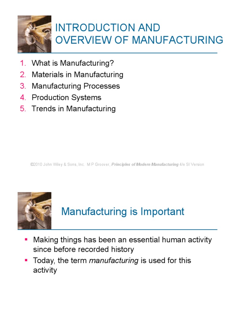 1 - Introduction To Manufacturing | PDF