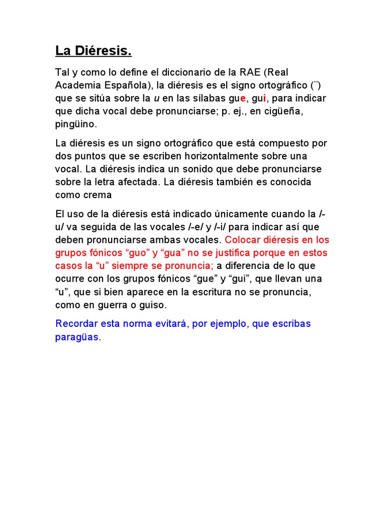 ORTOGRAFÍA OCTAVO GRADO SEGUNDO TEMA La Diéresis | PDF