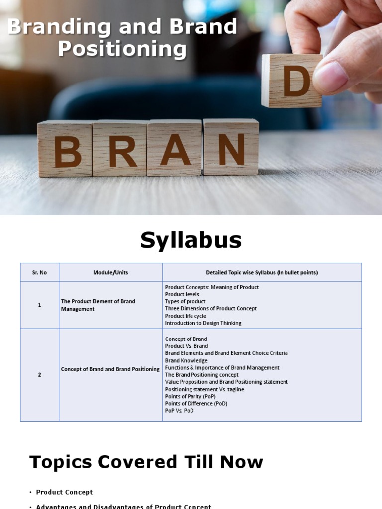 Session 3 - Concept of Brand and Brand Positioning | PDF