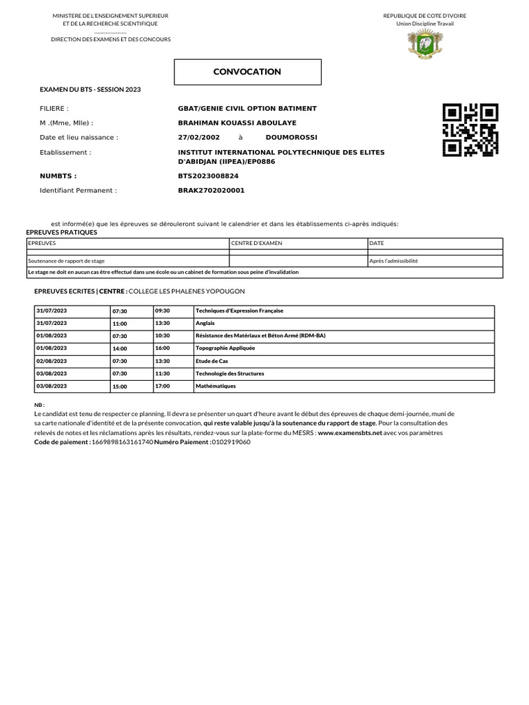 Convocation BTS | PDF