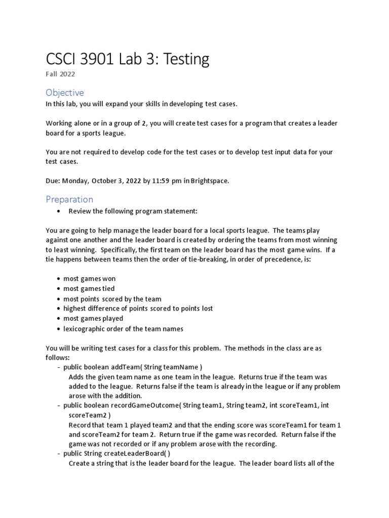 CSCI 3901 Lab 3 | PDF