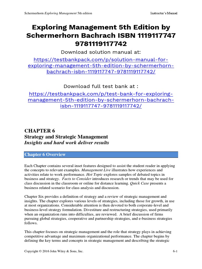 Exploring Management 5th Edition Schermerhorn Solutions Manual 1 | PDF ...