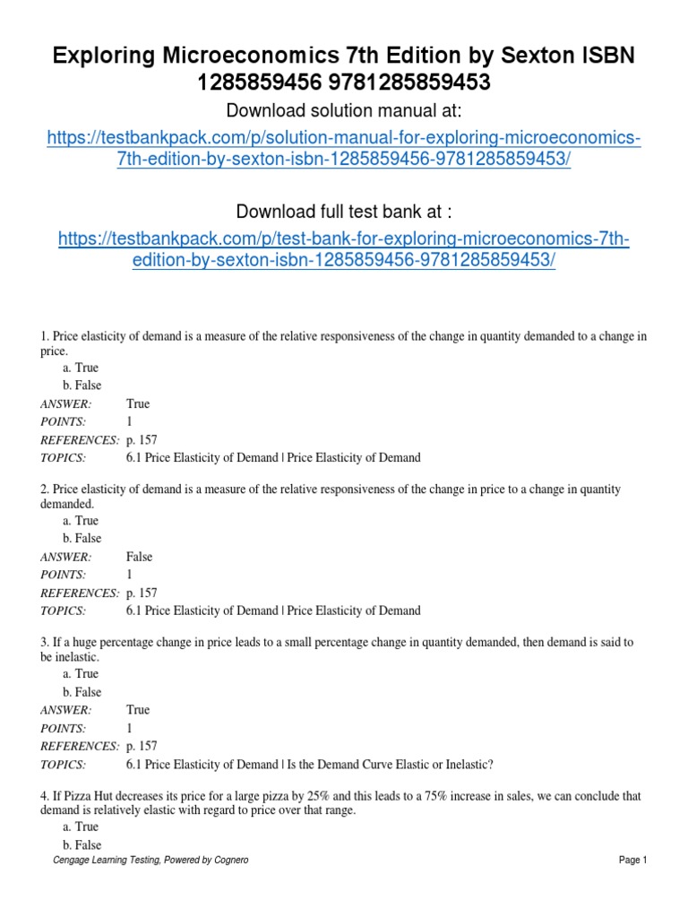 Exploring Microeconomics 7th Edition Sexton Test Bank 1 | PDF | Demand ...