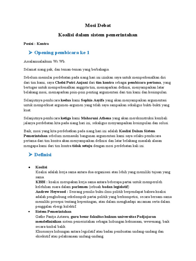 Contoh Mosi Debat Pem 2 | PDF