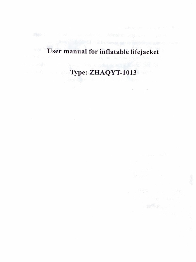 Inflatable Lifejacket Manual ZHAQYT-1013 | PDF | Manufactured Goods | Equipment