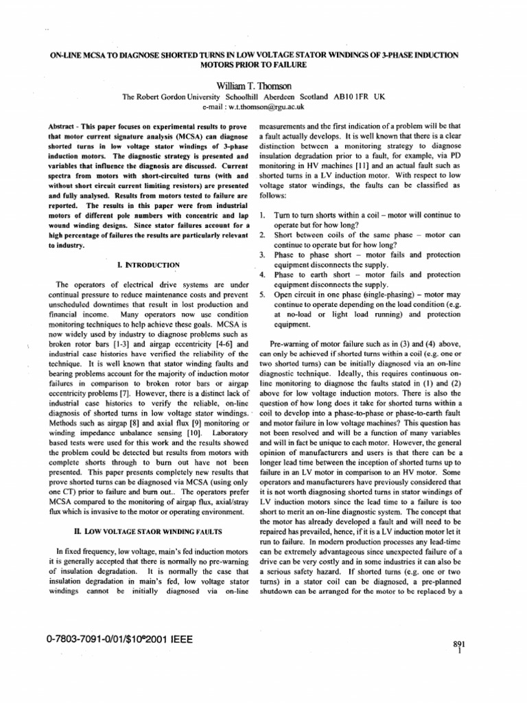 On-Line MCSA To Diagnose Shorted Turns in Low Voltage Stator Windings ...
