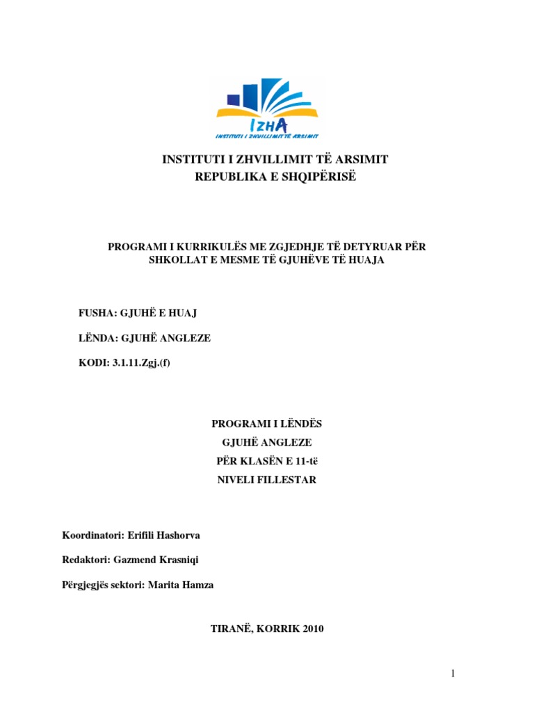 Anglisht Klasa 11 Nivel Fillestar Anglisht Nivel Fillestar | PDF