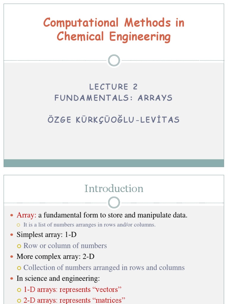 Lecture 2 Arrays | PDF Lecture 2 Arrays | PDF