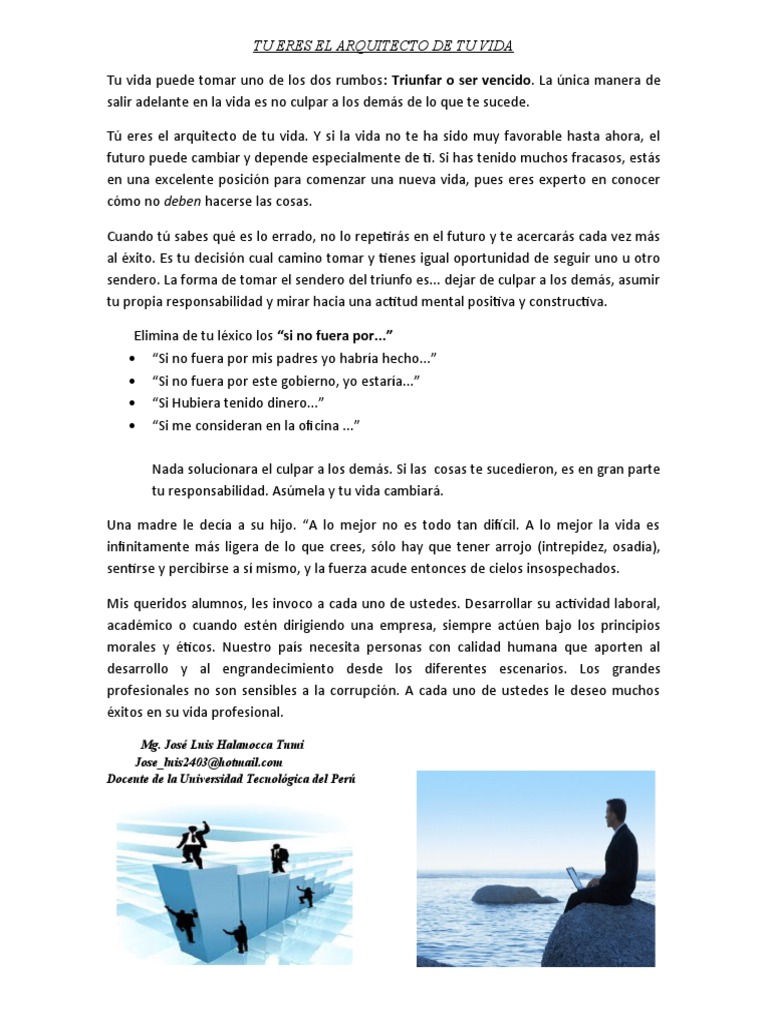 Tu Eres El Arquitecto de Tu Vida | PDF