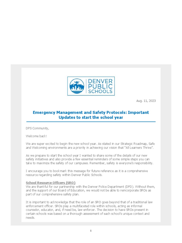 DPS Safety Memo | PDF