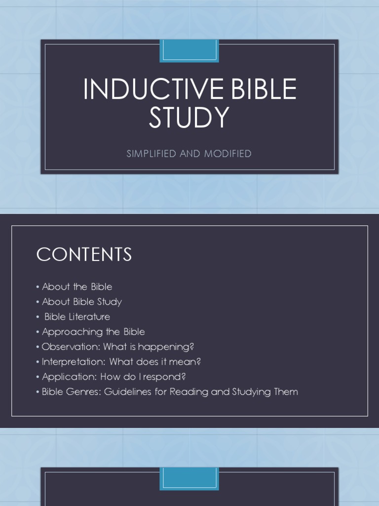 Inductive Bible Study Overview | PDF | Religion & Spirituality