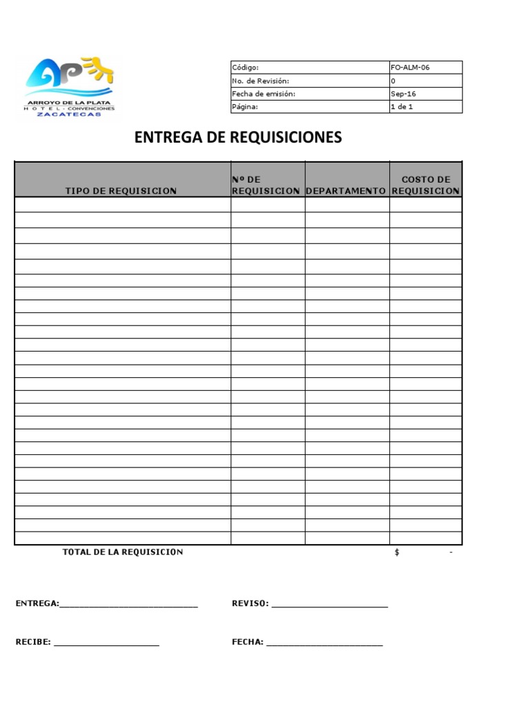 Fo-Alm-06 Entrega de Requisiciones | PDF