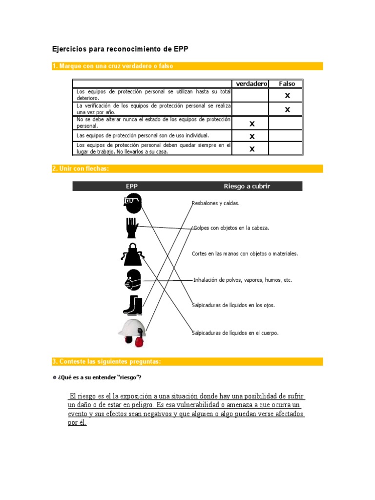 Ejercicios para Reconocimiento de EPP | PDF | Riesgo