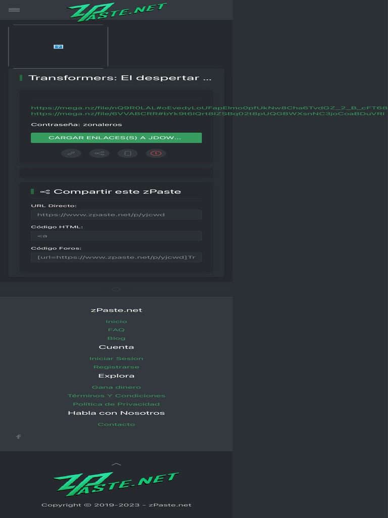 Transformers El despertar de las bestias (2023) 1080p - Mega - zPaste ...