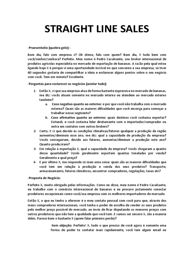 Straight Line Sales | PDF | Mercado (economia) | Comércio internacional