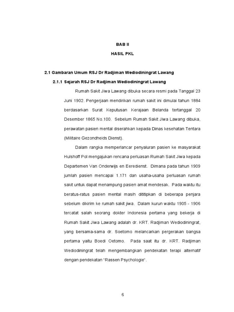 Sejarah dan Layanan RSJ Lawang | PDF