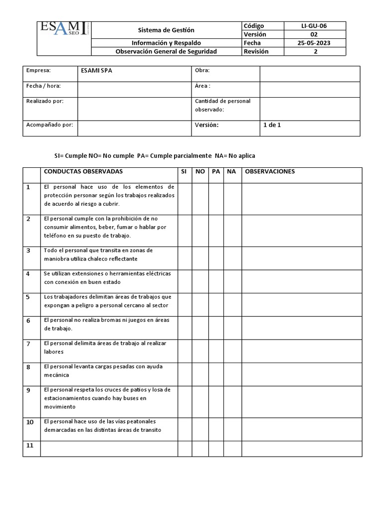LI-GU-06. - Formato Registro de Observación | PDF