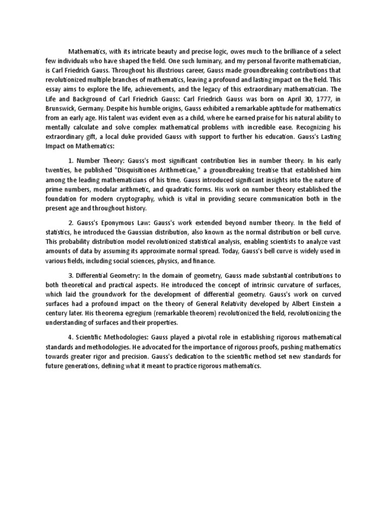 Essay in Math | PDF