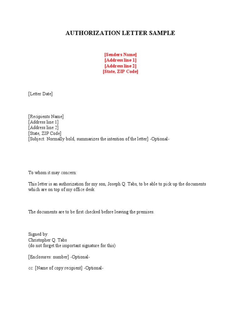 Authorization Letter Template | PDF