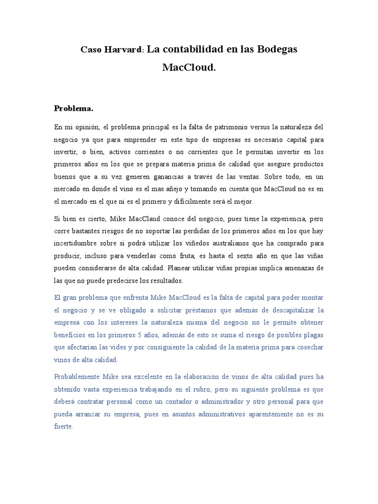 Caso Harvard MacCloud 1 | PDF | Finanzas y dinero